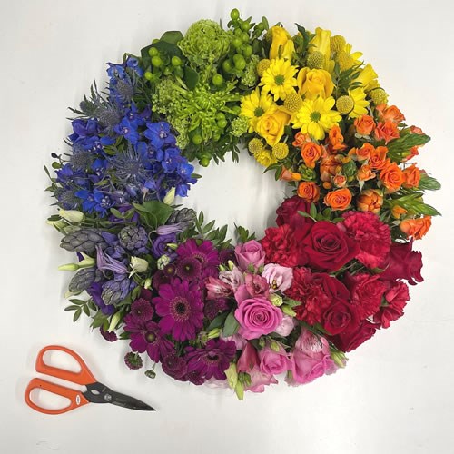 DIY Rainbow Wreath Kit | Wholesale Dutch Flowers Direct & Florist Supplies UK