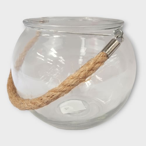 Glass Fish Bowl + Rope Handle | Glassware | Home Decor Wholesale ...