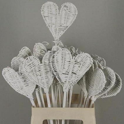 Heart Picks XL - White 50cm | Decorative Valentines Heart Picks ...