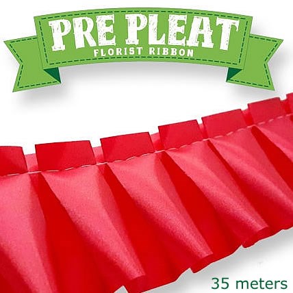 Pre Pleat Red Poly Florists Ribbon 35m | Florist Supllies Wholesale ...
