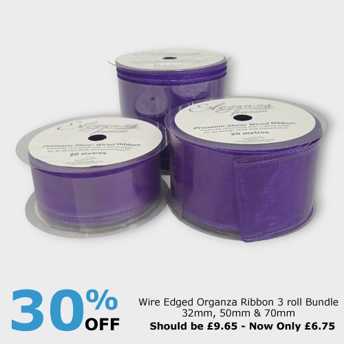 Wire Edge Purple Organza Ribbon 3 Roll Bundle on Sale | Cheap Floristry ...