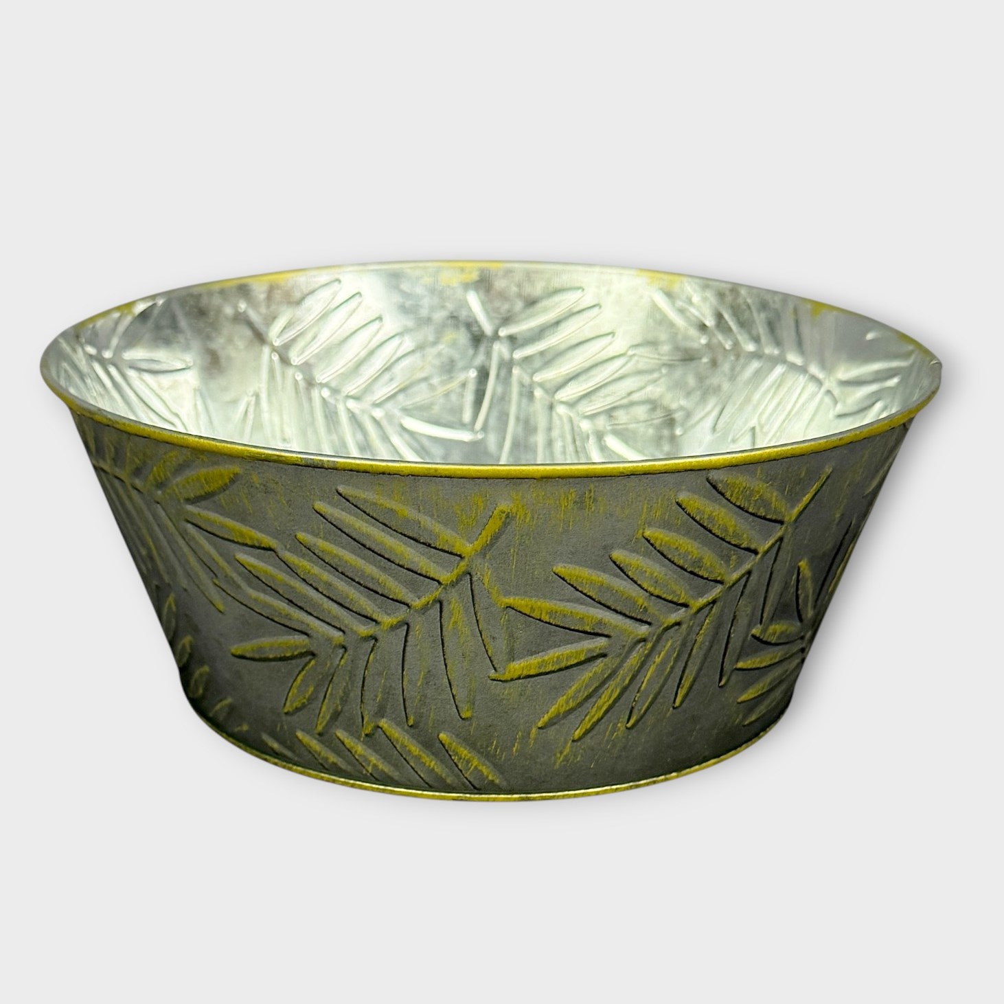 Bowl - Metallic Leaf Pattern 22cm | Wholesale Florist Supplies UK