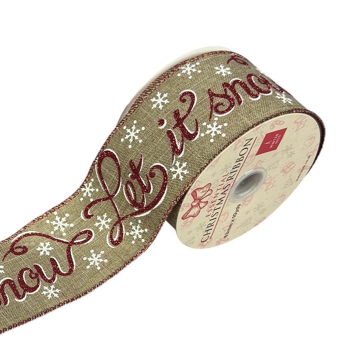 Christmas Floristry Ribbon Let it Snow 63mm | Wholesale Dutch Flowers UK