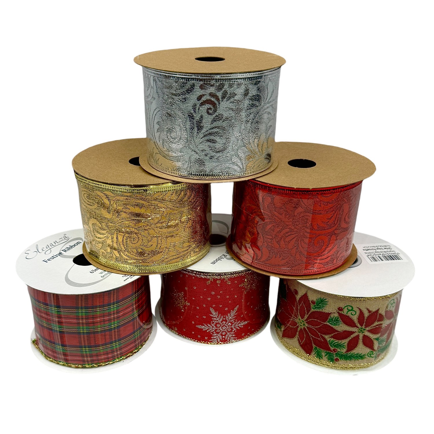 Christmas Floristry Ribbon Variety Pack 63mm x 6 | Wholesale Dutch ...