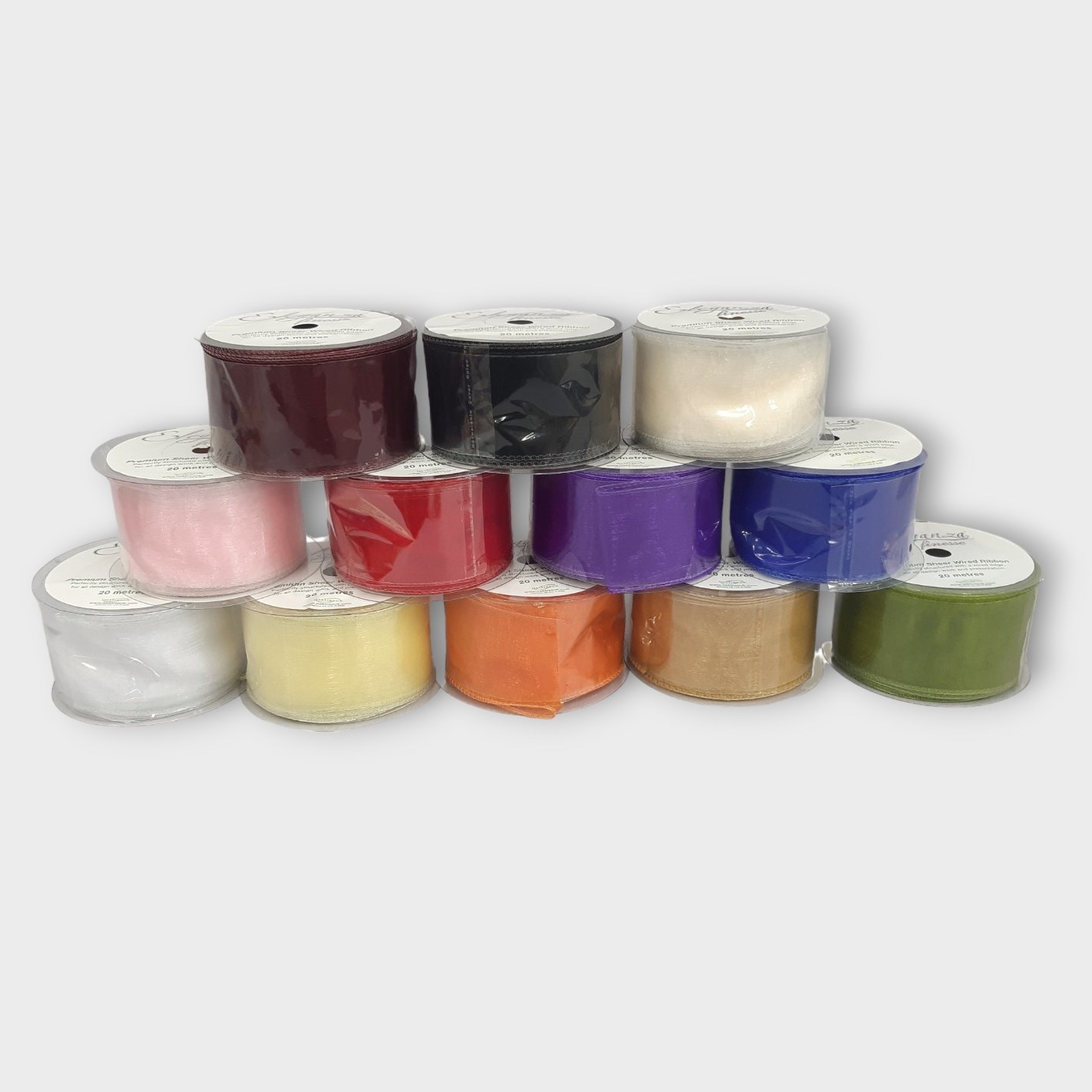 Wire Edge 50mm Organza Ribbon 12 Roll Bundle on Sale | Cheap Floristry ...