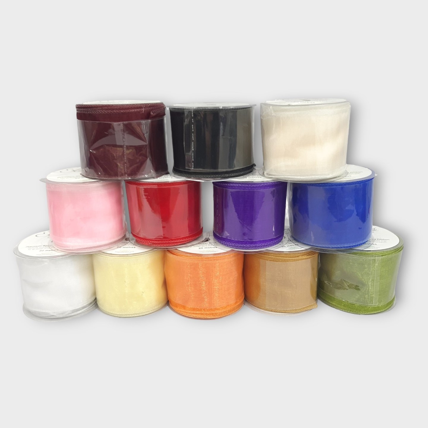 Wire Edge 70mm Organza Ribbon 12 Roll Bundle on Sale | Cheap Floristry ...